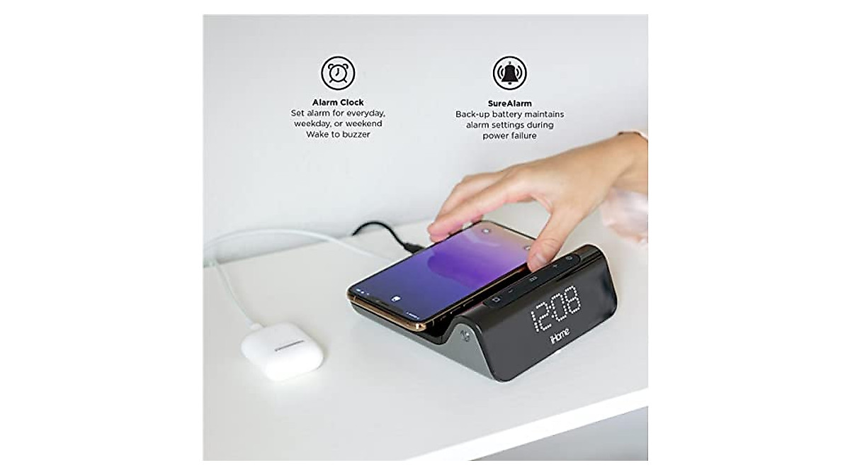 iHome 3-in-1 MagSafe Fast Wireless Charging Clock