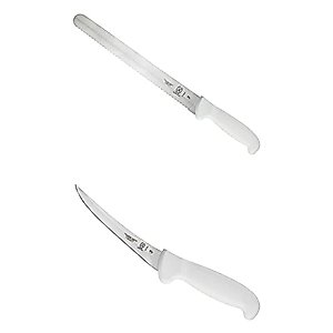 Mercer Culinary Ultimate White 11-Inch Slicer Wavy Edge and 6-Inch Curved Boning Knife