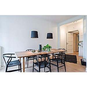 2xhome Set of 2 Wishbone Solid Wood Armchairs with Arms Open Y Back Farmhouse Dining Office Chairs with Woven Black Seat (Black)