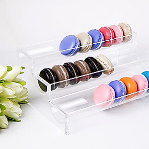 KVMORZE 8.7" Clear Cracker Serving Tray, Transparent Macaron Display Tray, Rectangular Cracker Holder for Serving Trays, Food Display Cracker Serving Tray Stand for Home (U Shape 3-Tier Acrylic)