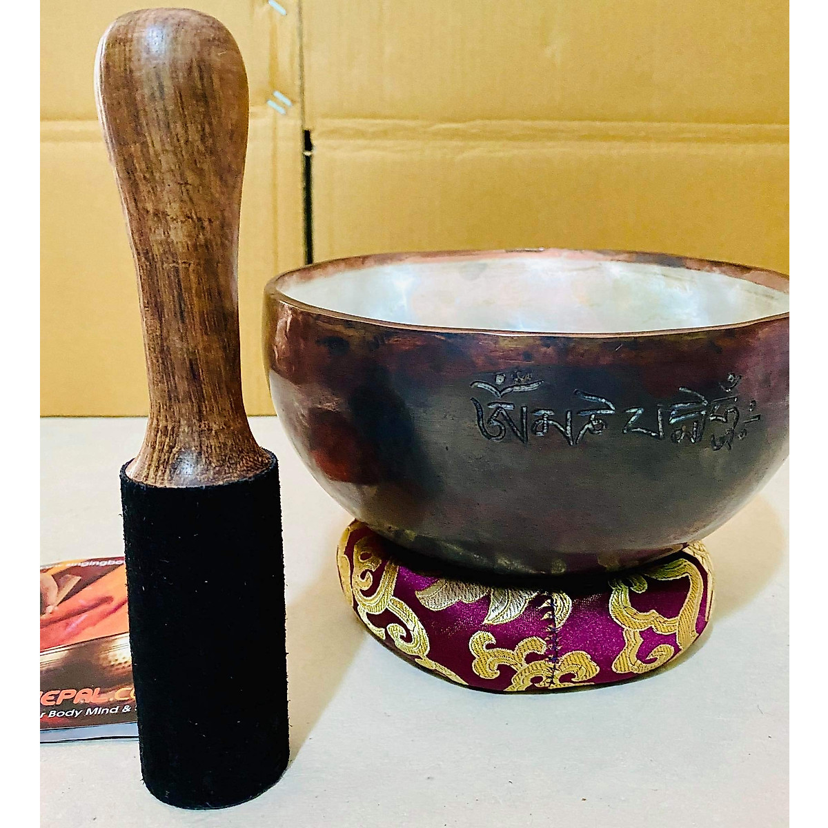 Sacral Chakra and the Sexual Chakra D Note Auntic Hand Hammered Tibetan Meditation Singing Bowl 6.5 Inches - Yoga Old Bowl By Singing Nepal