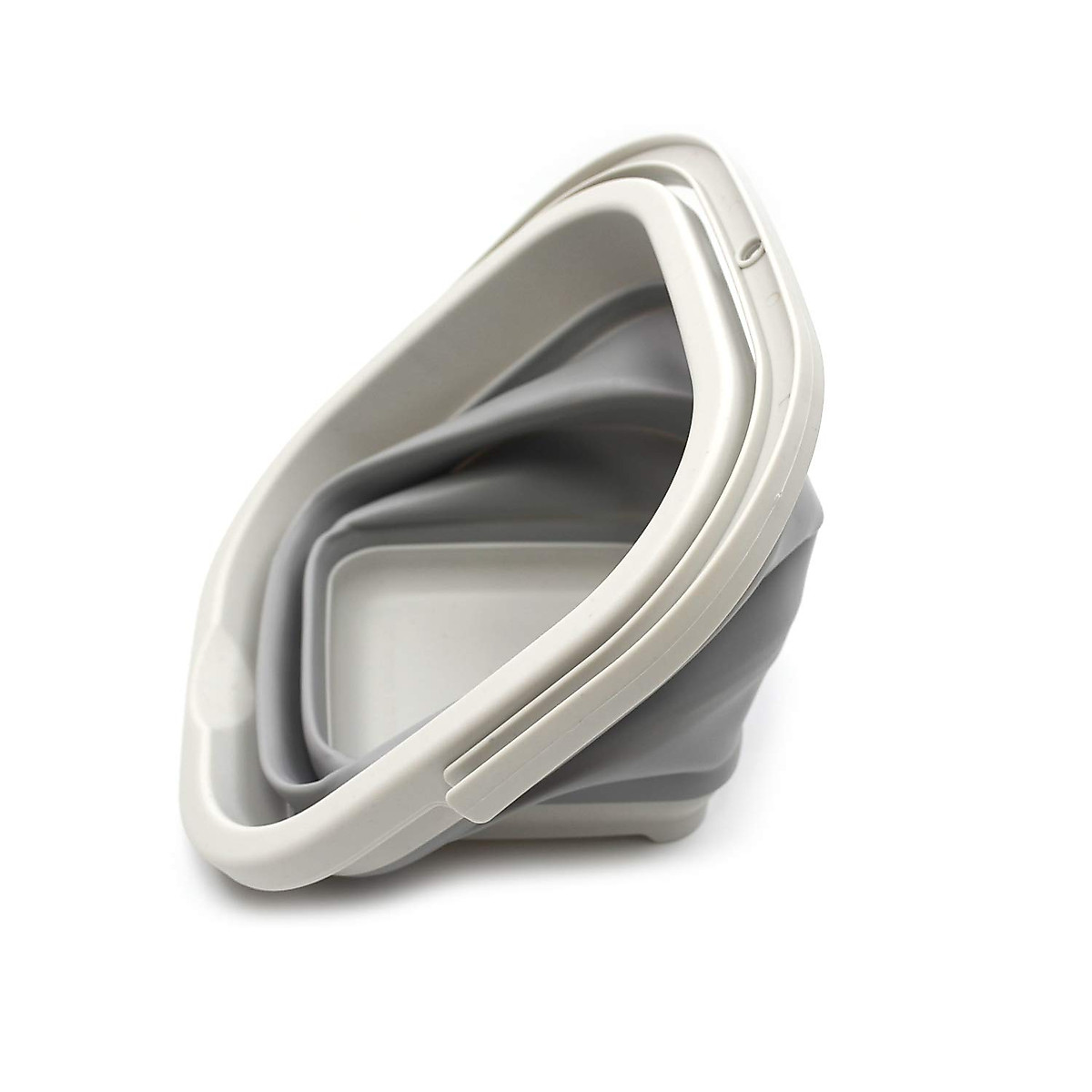 SAMMART Set of 2-5L (1.3 Gallon) Sqare Collapsible Plastic Bucket - Foldable Square Tub - Portable Fishing Water Pail - Space Saving Outdoor Waterpot (2, Grey)