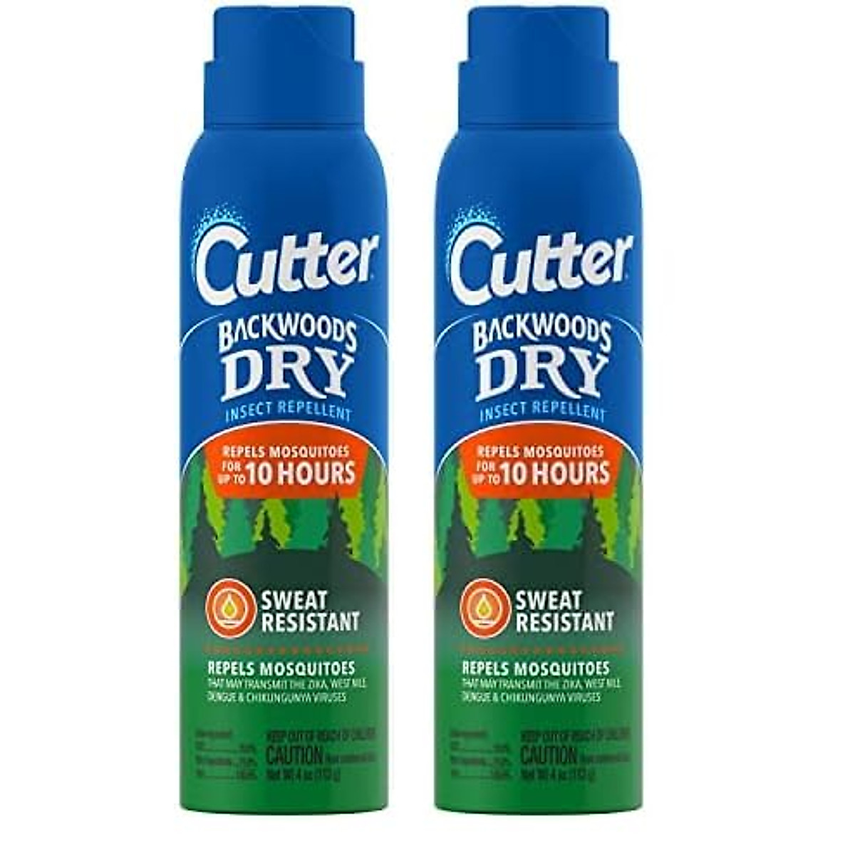 Cutter Backwoods Dry Insect Repellent, Mosquito Repellent, 25% DEET, Sweat Resistent, 4 Ounce (Aerosol Spray) (Pack of 2)