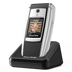 Easyfone T300 4G Big Button Flip Cell Phone for Seniors, Clear & Loud Sound and Hearing aid Compatible, SOS Button, SIM Card Included, Big Battery with a Charging Dock, FCC Certified (Black)