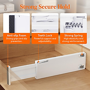 Lifewit 5 Pack Drawer Dividers Plastic 4" High, 13.5-22" Adjustable Drawer Organizers for Clothes, Expandable Dresser Separators in Bedroom/Bathroom/Kitchen/Fridge/Office Organization and Storage