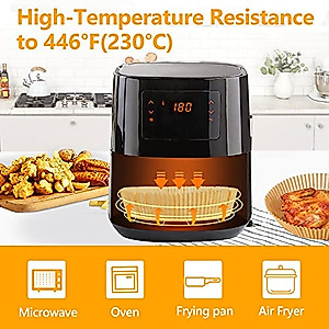 Air Fryer Liners Disposable Paper - 50pcs 7.9”Large Organic Food Grade Non-Chemical Coating, High Temperature Resistant, Oil/Water-proof Non-stick Airfryer Parchment Liners Baking Roasting Microwave