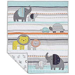 Wendy Bellissimo 4pc Nursery Bedding Baby Crib Bedding Set - Elephant Crib Bedding from The Sawyer Collection in Grey and Turquoise