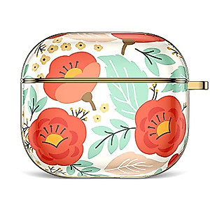 POCKT AirPods 3 Case Cover with Keychain Semi Soft Skin Cases for AirPod 3 Charging Case | Poppy