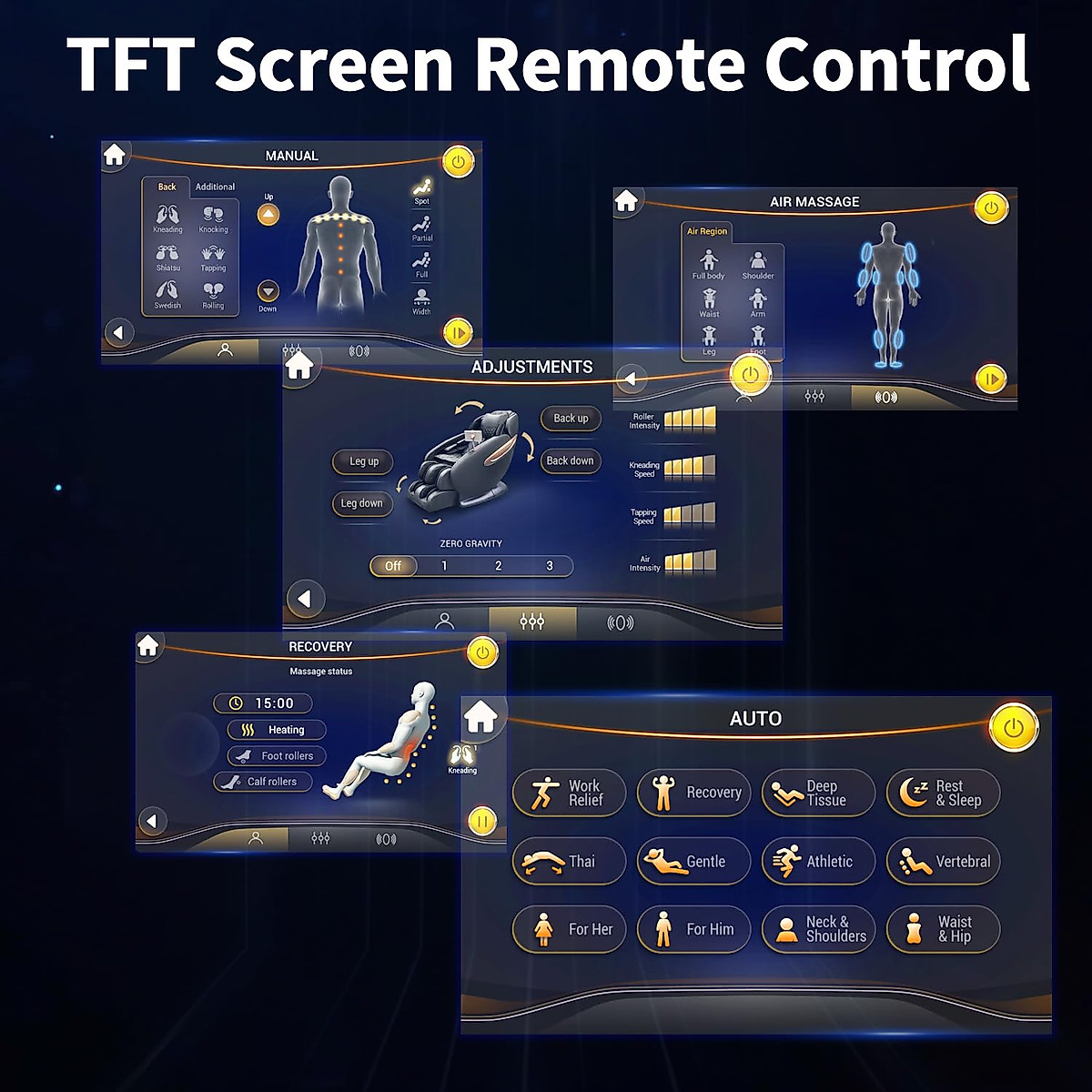 MYNTA Massage Chair MC3100, Full Body Zero Gravity SL Track 3D Massage Chair with Calf Roller Massage, Voice Control, Thai Stretch, Black