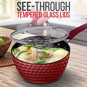 NutriChef Saucepan Pot with Lid - Non-Stick High-Qualified Kitchen Cookware, 1.7 Quart (Works with Model: NCCW11RDD)