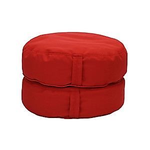 Factory Direct Partners 13925-RD 16" Round Olefin Bean Floor Cushions with Handles; Indoor Outdoor Flexible Seating 5" Height (2-Piece) - Red