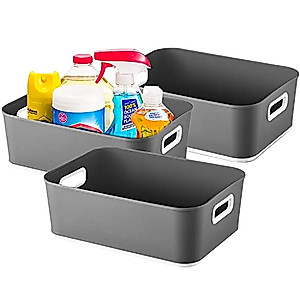 Plastic Storage Bins, 3 Pack Organizer Bins Pantry Organization And Storage Baskets for Organizing