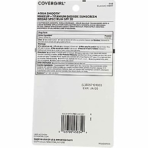 CoverGirl Aquasmooth SPF 20 Compact Foundation, 710 Classic Ivory, 0.4 Ounce