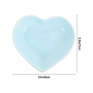 TEHAUX 3Pcs Ceramic Pet Bowls Heart Shaped Food Bowls for Cats Cute Hamster Food Containers Washable Hamster Feeder Bowls for Rabbit Guinea Pig Gerbil Hamster Chinchilla ( Pink+ Green+ Blue )