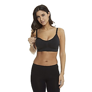 HOFISH Women's Full Cup Lightly Padded Wirefree Maternity Breastfeeding Nursing Bra, 3PCS/Pack(Pink-Black-Beige), L