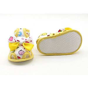 WUAI-Baby Shoes Infant Boys Girls Summer Sandals Rubber Sole Anti-Slip Sneakers Prewalkers First Walker Crib Shoes(Yellow,12~18 Month)