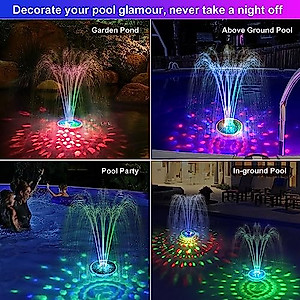 ChlorStar Solar Floating Pool Fountain with Underwater Lights Show, Solar Powered Water Fountain, Solar Fountain Pump with 6 Light Modes, Solar Water Pool Fountains for Inground Above Ground Pools-1PC