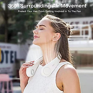 MITO Portable Hanging Neck Fan,Battery Operated Bladeless Neck Fan,Rechargeable Personal Cooling Fan,Wearable Personal Neck Fan with 3 Wind Speeds for Office Sports Traveling Unique Gift for Father