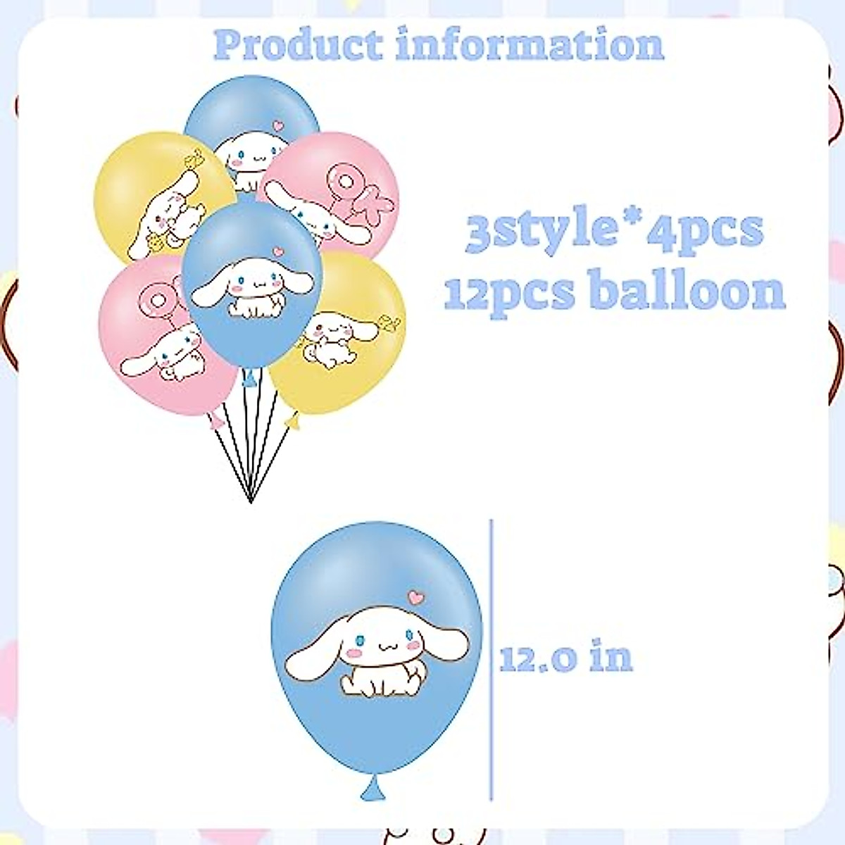Cinnamoroll Birthday Decorations, 17PCS Anime Foil Balloons Party Balloons, Kawaii Cartoon Theme Birthday Party Supplies For Girls Party Supplies Party Decoration Favors Foil Balloon Set
