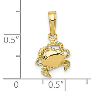 Avariah Solid 10k Yellow Gold Crab Pendant - 15mm