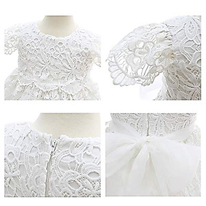 Xangirl Baby Lace Baptism Dress with Bonnet Embroidered Gown for Girls Christening Baptism Birthday Party