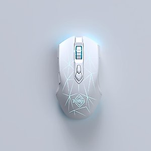AJ52PRO Watcher 2.4G Wireless/ Bluetooth 5.0/ Wired Gaming Mouse, 10000 DPI, Programmable 7 Buttons, Ergonomic LED Backlit USB Gamer Mice Computer Laptop PC, for Windows Mac Linux OS, Star White