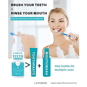 LANTHOME White Foam Teeth Whitening Products-Tooth Whitening Mousse, Easy to use Teeth Whitener Foam for White Teeth,Freshens Breath, Whitens Teeth & Fights Bad Breath 50ml