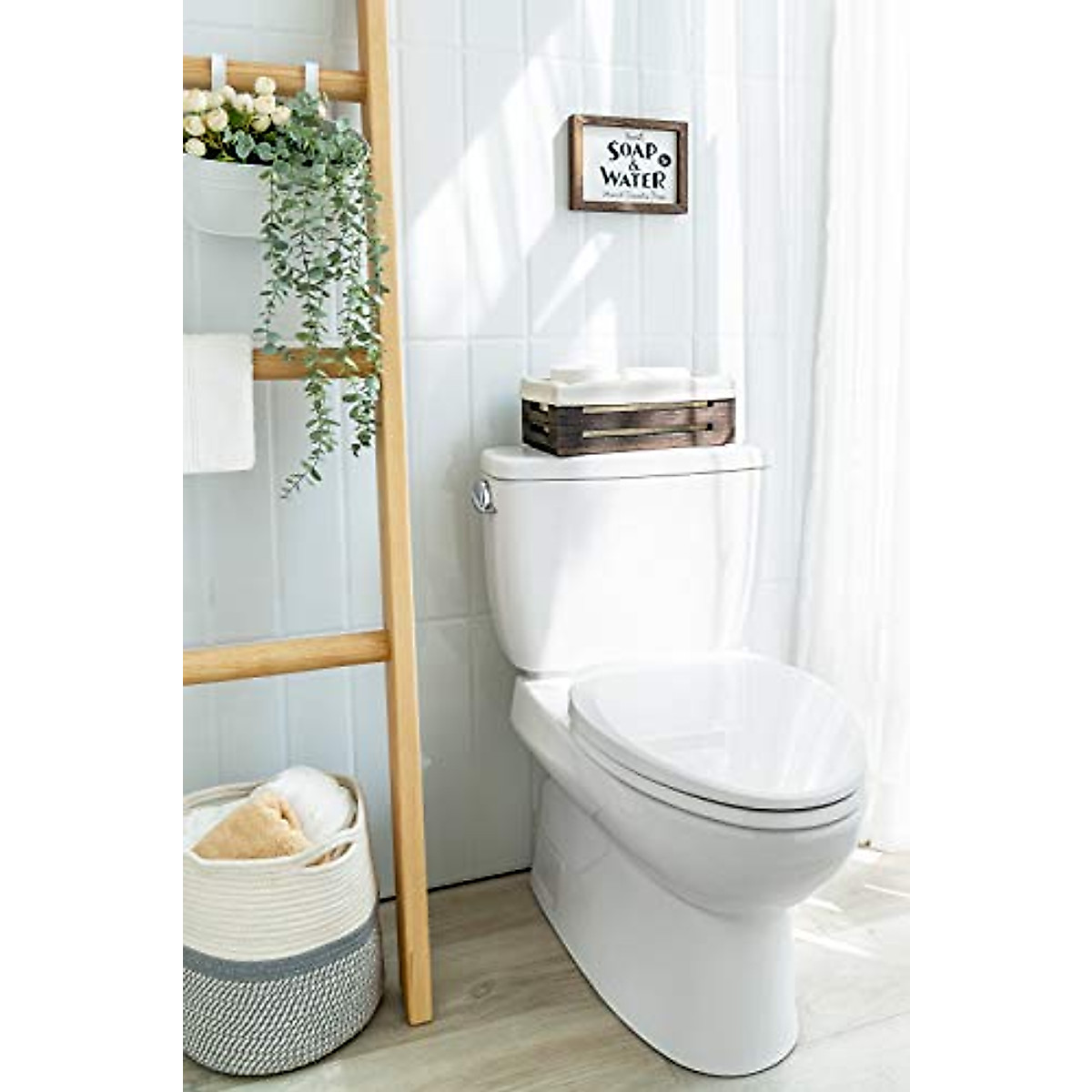 Dahey Toilet Tank Paper Basket Bathroom Organizer Countertop Container Cabinet Decorative Closet Wooden Storage Bin Decor Box with Handles and Washable Liner for Bedroom Livingroom Laundry, 2 Pack