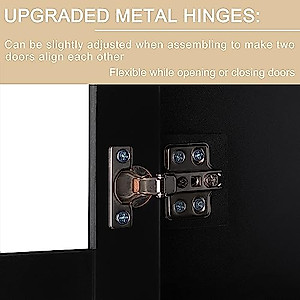 MUPATER Kitchen Pantry Storage Cabinet with Microwave Stand, 71'' Freestanding Hutch Cabinet with Buffet Cupboard, Drawers and Glass Doors for Home Office, Black