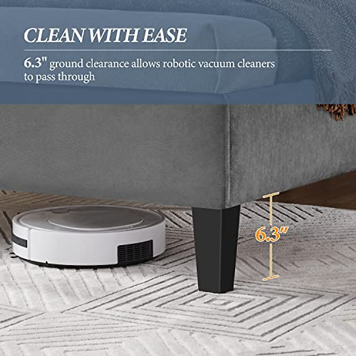 Yaheetech Full Bed Frame Velvet Upholstered Platform Bed with Curved Headboard, Height-Adjustable Headboard/Noise-Free/Wooden Slats Support/No Box Spring Needed/Easy Assembly, Dark Gray Full Bed