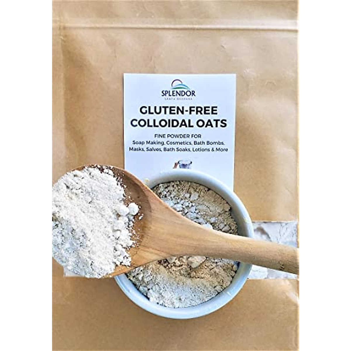 Splendor Gluten-Free Colloidal Oats for Soap Making Supplies, Cosmetics Additives, Bath Bombs, Soothing Bath Soaks, Masks, Lotions Salves & More DIY 12 oz