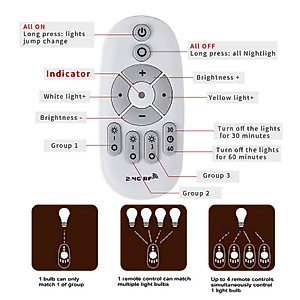 Fjyikj 12W E26 Smart LED Light Bulbs Dimmable with 2.4GHz Wireless 3-Zone Remote Control - Adjustable Color Temperature (Warm/Cool) and Brightness 2 Pack (2 Bulb+1 Remote)