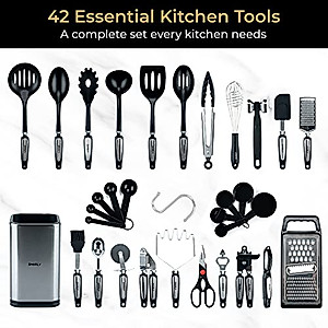 Smirly Silicone Kitchen Utensils Set with Holder: Silicone Cooking Utensils Set for Nonstick Cookware, Kitchen Tools Set, Silicone Utensils for Cooking Set Kitchen Set for Home Kitchen Accessories Set