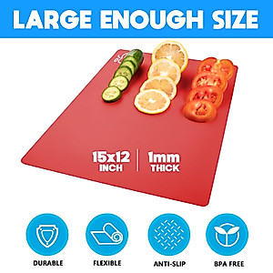 Goodluck 4 Pieces Flexible Cutting Boards, BPA Free Plastic Cutting Boards for Kitchen, Non Slip Cutting Mat for Meat and Vegetables