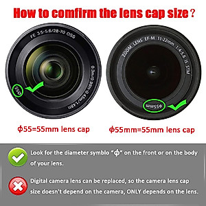 52mm Lens Cap for Nikon D850 D7500 D3500 Camera with AF-S 18-55mm lens，Canon EOS 90D , Rebel T7, 200d ii Camera w/ EF-M 55-200mm 18-55mm Lens，Snoy E w/ Sigma 30mm F1.4 Contemporary DC DN Lens（2 Pack）