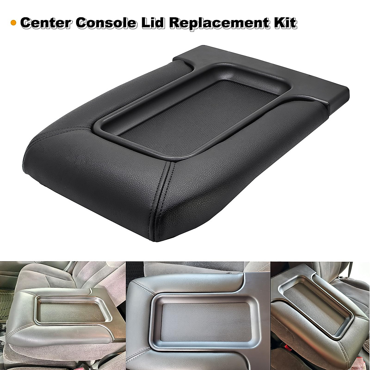 NHILES Center Console Lid Replacement Kit for 1999 2000 2001 2002 2003 2004 2005 2006 2007 Silverado/Avalanche/Suburban/Sierra/Yukon Replaces Number 19127364, 19127365, 19127366 (Black)