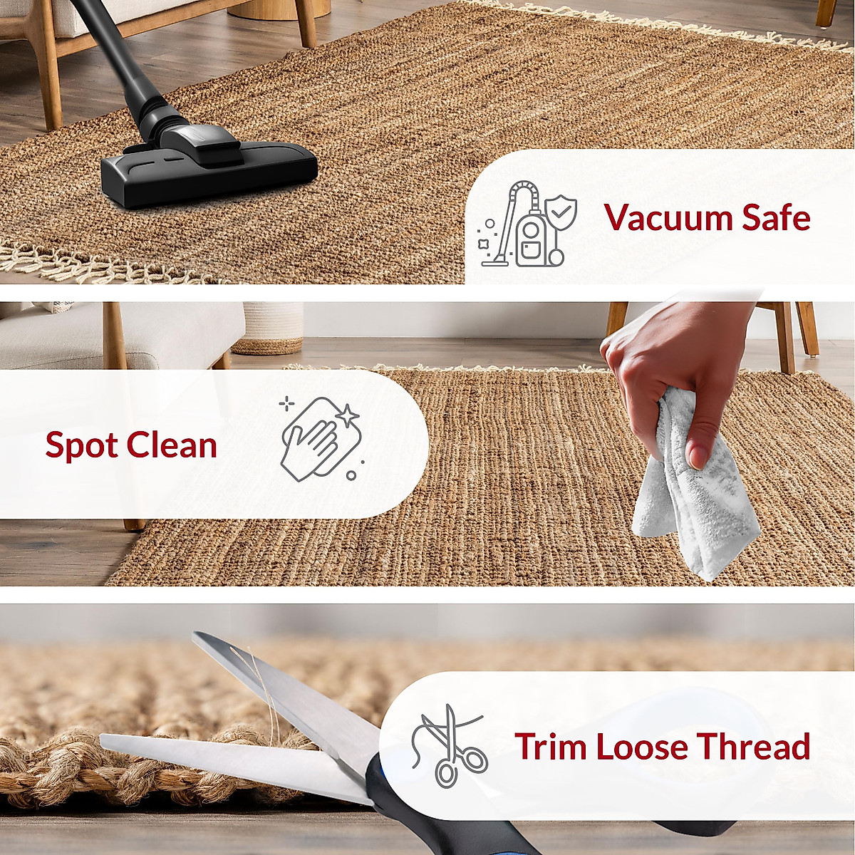 nuLOOM Raleigh Farmhouse Jute Tasseled Area Rug, 9x12, Natural