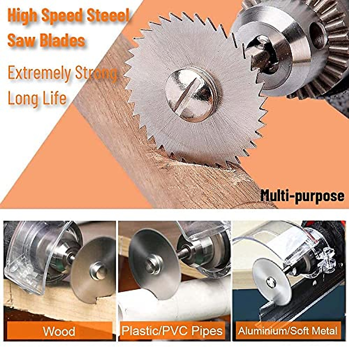6pcs 1/8" HSS High Speed Steel Circular Saw Blades with Shank Extension Rod for Rotary Tool