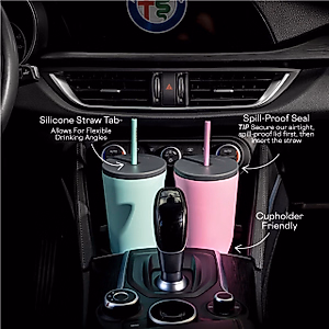 Corkcicle x Rifle Paper Co. Cold Cup Insulated Tumbler with Lid and Straw, Roses Purple, 24 oz – Reusable Water Bottle Keeps Beverages Cold for 12hrs, Hot 5hrs – Cupholder Friendly, Flexible Sip Lid