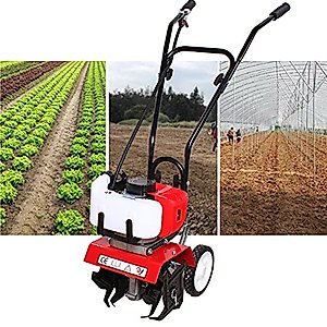 OCASAMI Rototiller Mini Tiller Cultivator Garden Tiller Micro Tillage Ripper 52cc Air-Cooled Two-Stroke Gas Powered with 4 Tilling Blade, for Garden, Lawn, Digging, Weed Removal, Soil Cultivation