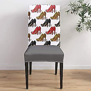 Chair Cover Elegant High Heels Dining Chair Slipcovers Sexy Woman Romantic Love Stretch Removable Chair Seat Protector Party Decoration