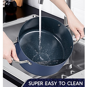 MICHELANGELO 6 Quart Stock Pot with Lid, Non Toxic Cooking Pot, Ceramic Soup Pot with Lid, Non Stick Pot with Stainless Steel Handle, Induction Compatible