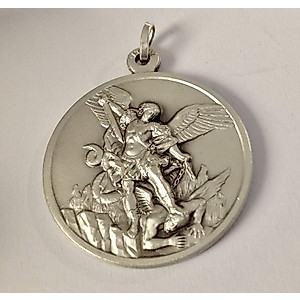 925 STERLING SILVER SAINT MICHAEL THE ARCHANGEL MEDAL - BIG SIZE - MADE IN HIGH RELIEV