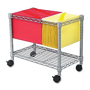 Safco Products 5201GR Wire Mobile Letter or Legal File Cart - Gray, Collapsible Space Saving for Compact Storage. 4 Locking Wheels