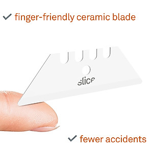 Slice 10524 Ceramic Utility Blades (Rounded-Tip), Finger-Friendly, Safe to Touch, Strong, Durable, Last 11 Times Longer Than Metal, Multiple Tool Compatibility (2 Blades)