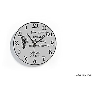 Reverse Wall Clock - Alice - Mad Hatter - Round Funny Clock - Backwards running Time - Counterclockwise Wall Clock - Room Deco - Optional RGB LED 5V Backlit