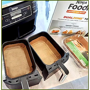 Air Fryer Liners for bella 4Qt Slim Air Fryer, Bella Air Fryer Accessories, Parchment Paper Liners Disposable Rectangular for Ninja Foodi 2-Basket, Instant Pot Vortex Plus, PowerXL Vortex(100Pcs)