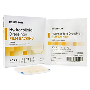 McKesson Hydrocolloid Dressing, Sterile, Film Backing, 4 in x 4 in, 10 Count, 1 Pack