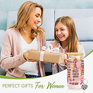 JoycuFF Breast Cancer Gifts for Woman, Cancer Care Gifts for Women, Breast Cancer Survivor Gifts for Woman, Gifts for Breast Cancer Warrior Women 16 Oz Can Glass