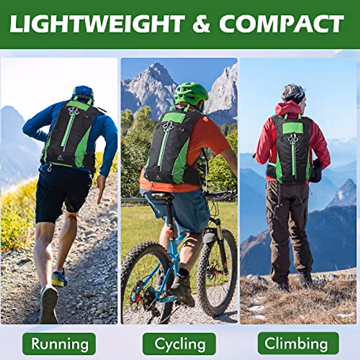 Zacro Hydration Pack Backpack with Water Bladder - Lightweight Hydration Backpack and 2L Hydration Bladder, Running Water Backpack for Outdoor Hiking, Running, Cycling, Camping, Climbing or Commuting